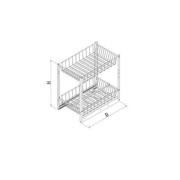 KIT DE 2 PANIERS ET UN PORTE BOUTEILLE CHROMÉ 30CM STARAX|Bstore